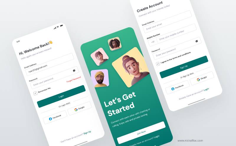 Login and Sign Up Screens Figma Mobile Template | UI4Free