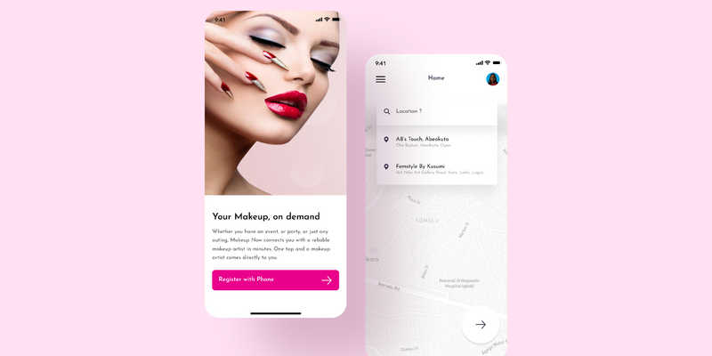 Makeup Artist Listing App Figma template | UI4Free