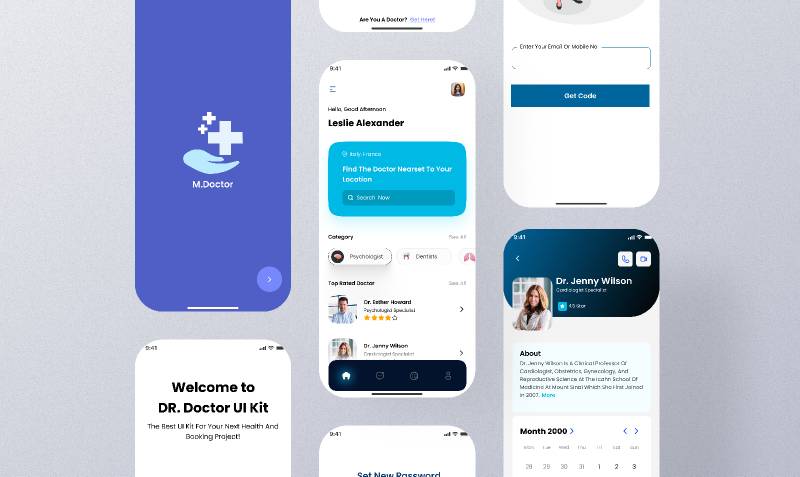 M.Doctor Figma Mobile UI design | UI4Free