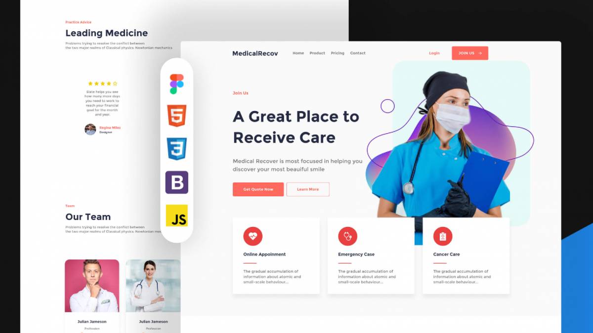 Medical Recover - figma website template | UI4Free