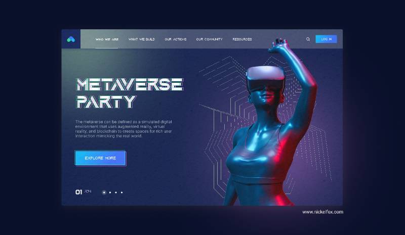 Metaverse Party - Landing Page figma concept | UI4Free