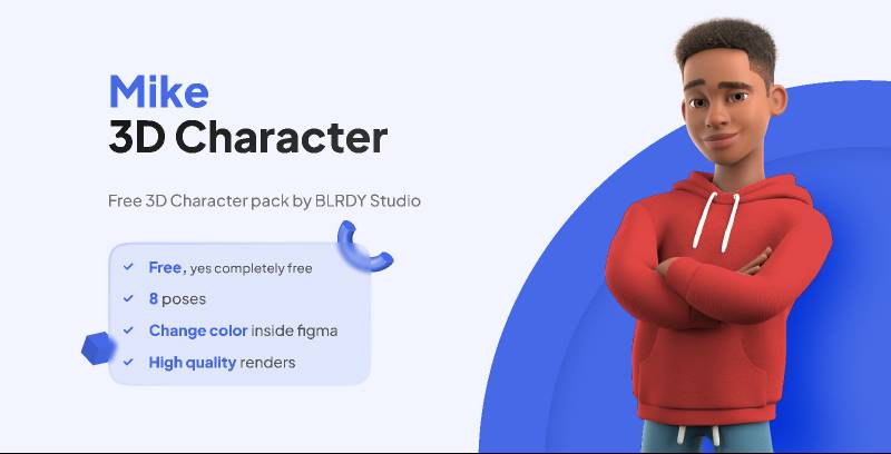 Mike 3D Character Figma Template | UI4Free