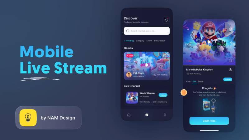 Mobile Live Streaming App Figma Template | UI4Free