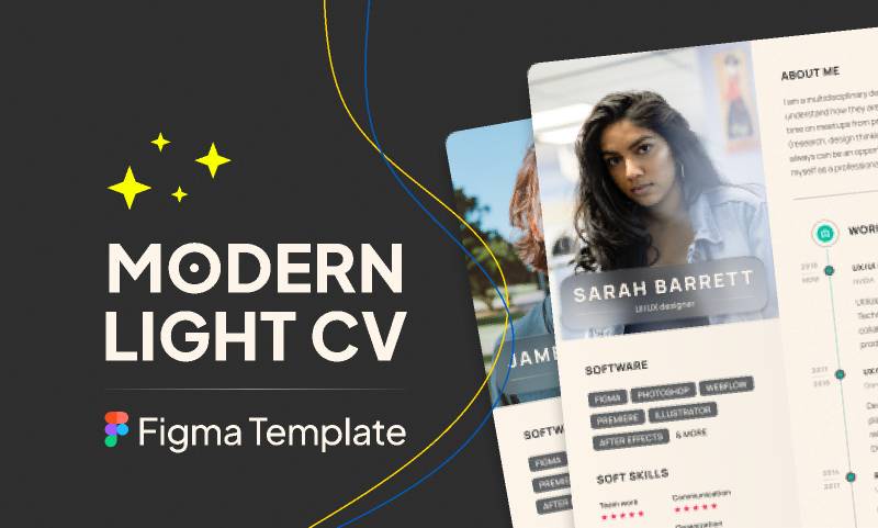 Modern Light CV Figma Template | UI4Free