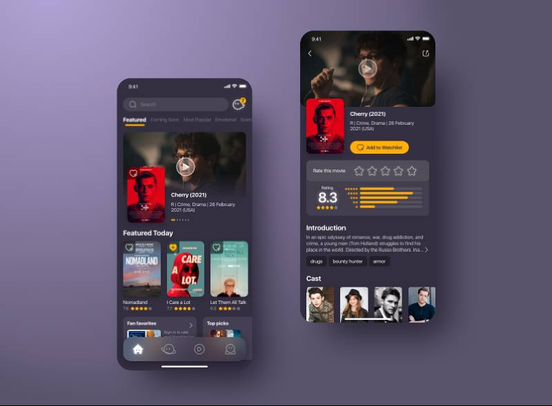 Movie App Figma Mobile Template | UI4Free
