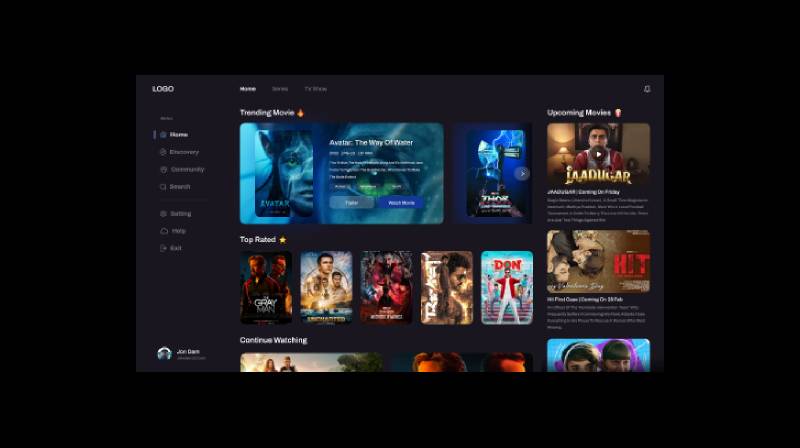 Movie dashboard figma website template | UI4Free
