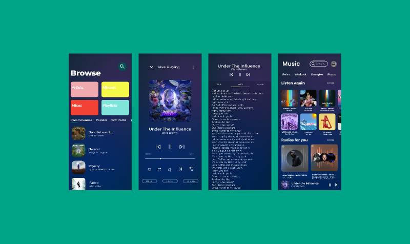 Music app figma mobile template free download | UI4Free