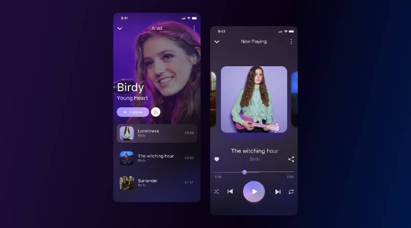 Music player app figma template | UI4Free