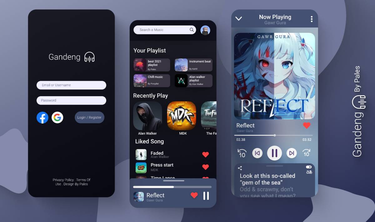 Music Player (Gandeng) Futureristic Design Figma Template | UI4Free