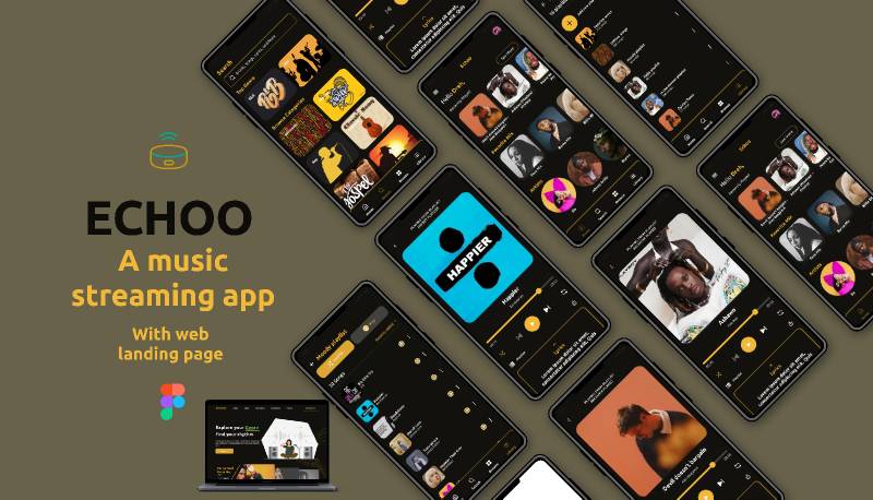 Music streaming app figma mobile template | UI4Free