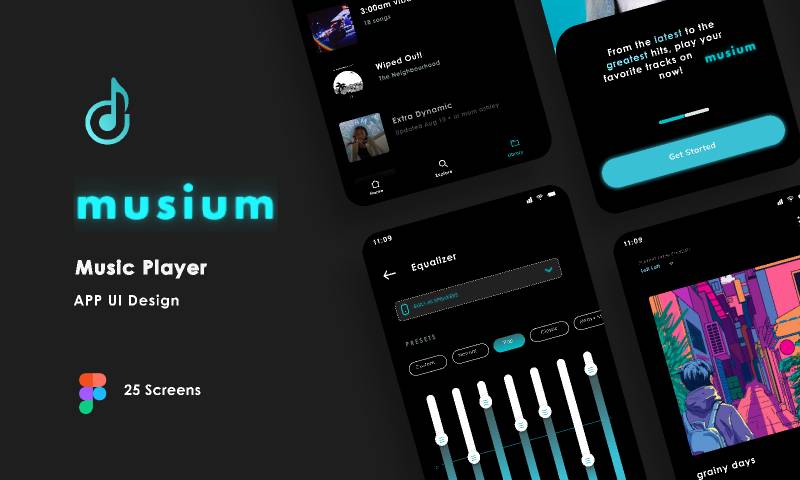 Musium - Music App Figma Ui Kit | UI4Free
