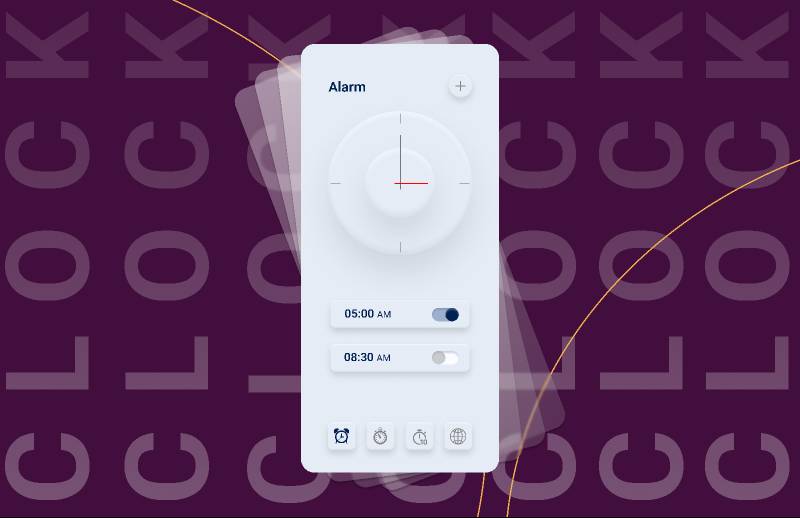 Neumorphism Clock Figma Design | UI4Free