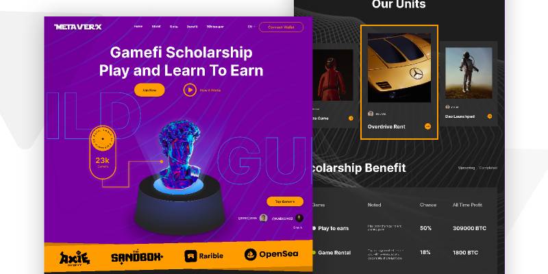 NFT Metaverse Learning Landing Page Mobile responsive | UI4Free