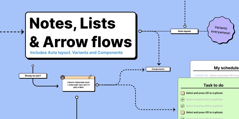 Notes, Lists & Arrow flows figma | UI4Free