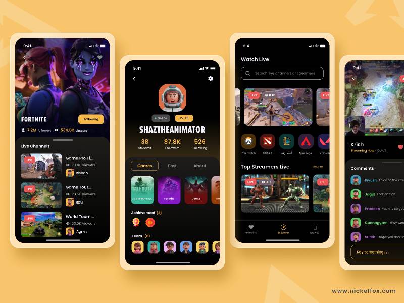 Online Game Streaming App Figma Mobile Template | UI4Free