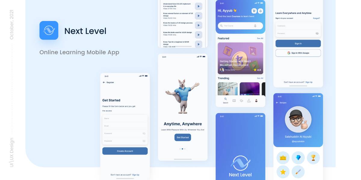 Online Learning Mobile App Figma Template | UI4Free