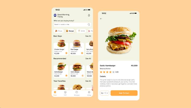 Online snack app Figma Mobile Template | UI4Free