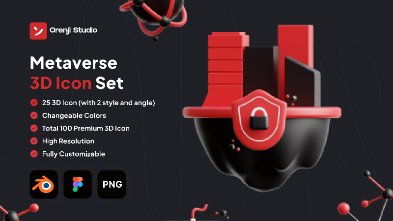 Orenji - Metaverse 3D Icons Figma Template | UI4Free
