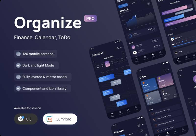Organize Pro - Demo Figma Template | UI4Free