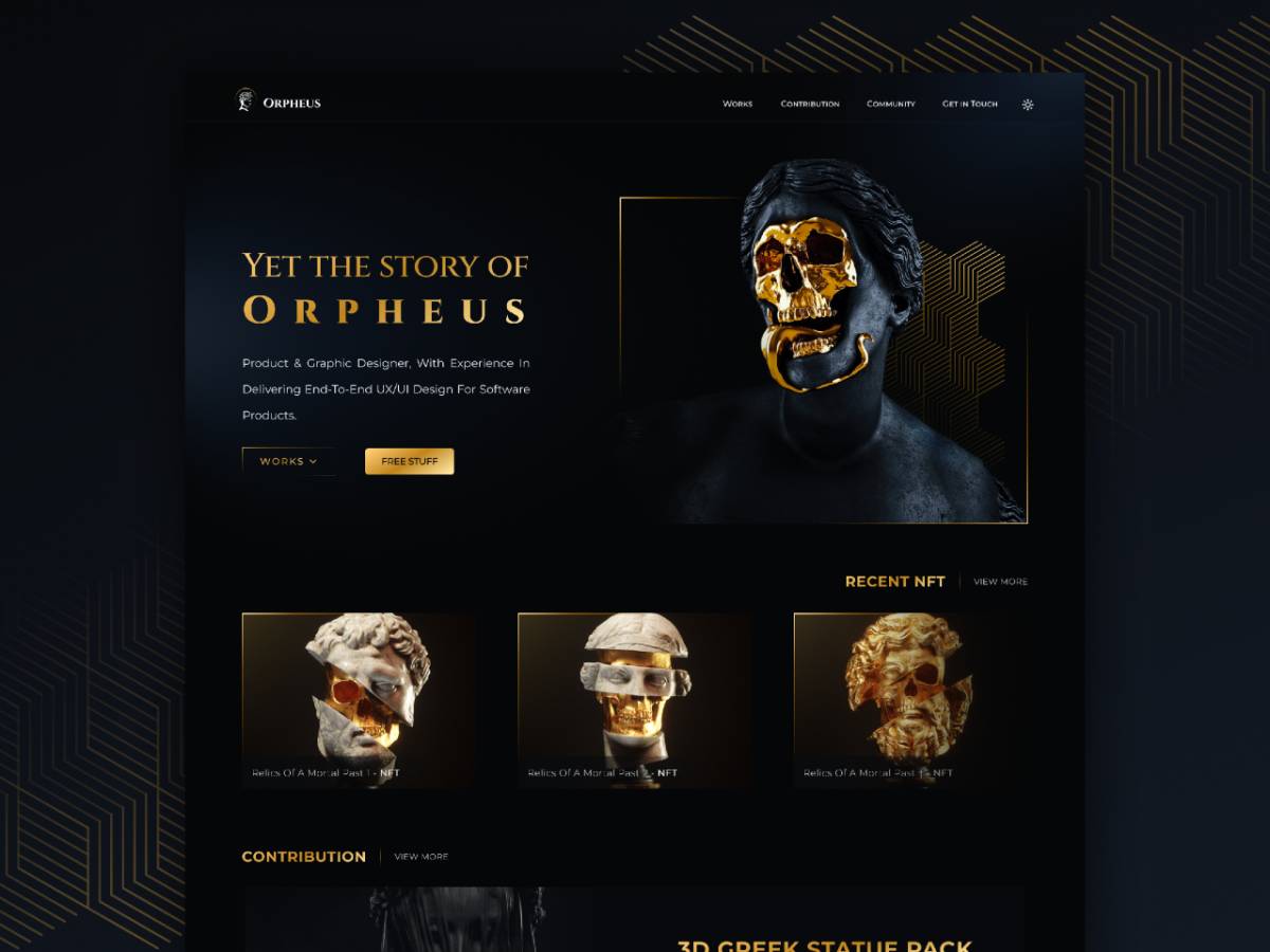 Orpheus - Designer Portfolio Greek Avatars Figma Ui Kit | UI4Free
