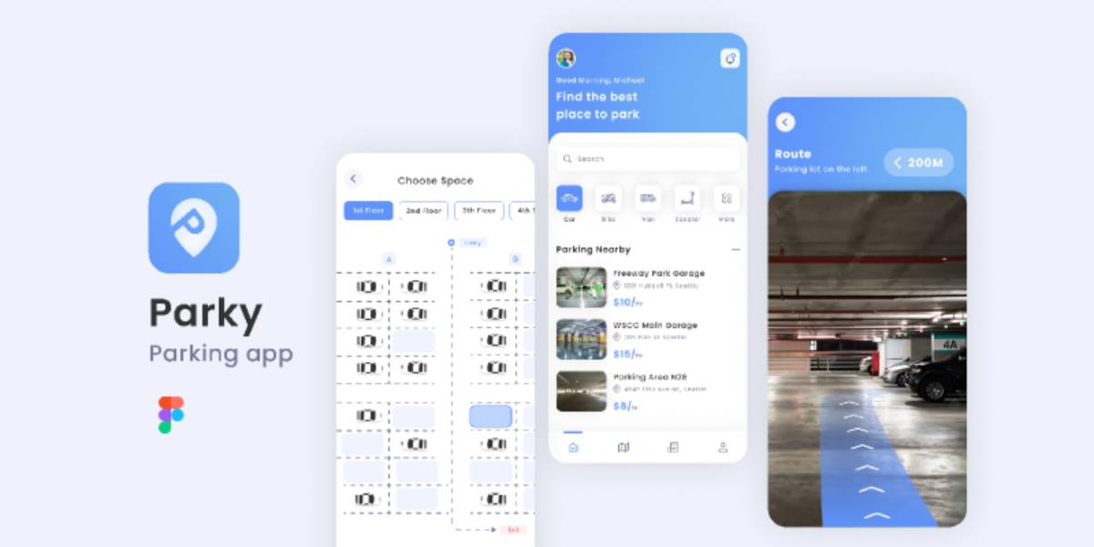 Parking Mobile App Figma Template - Ui4free.com