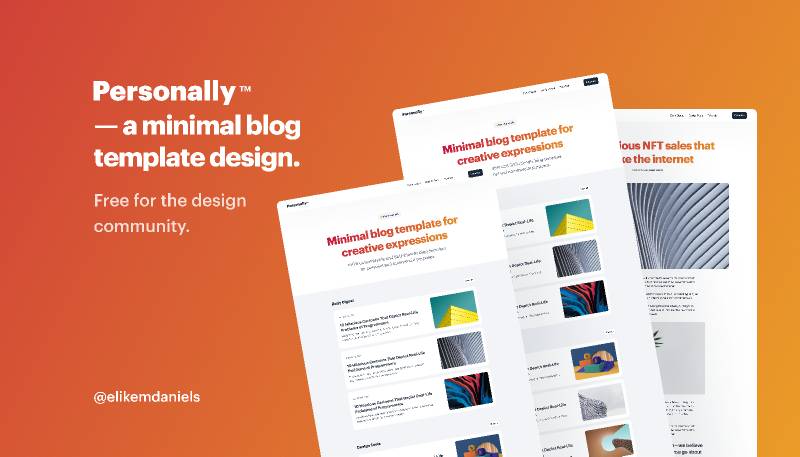 Personally A minimal Figma blog template design | UI4Free