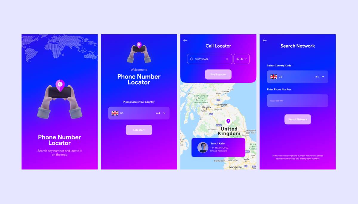 Phone Number Locator Figma UI Kit | UI4Free