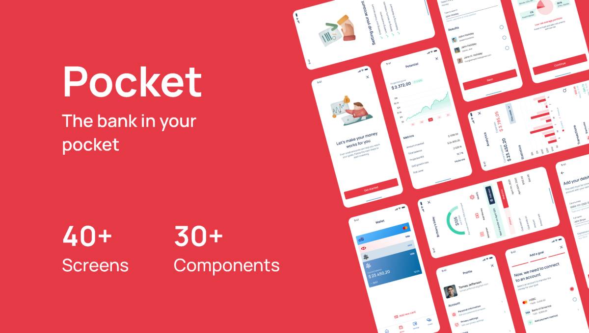 Pocket UI Kit - Demo version Figma Template | UI4Free