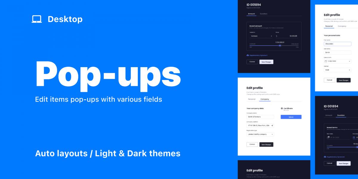 Pop-ups Figma Design | UI4Free