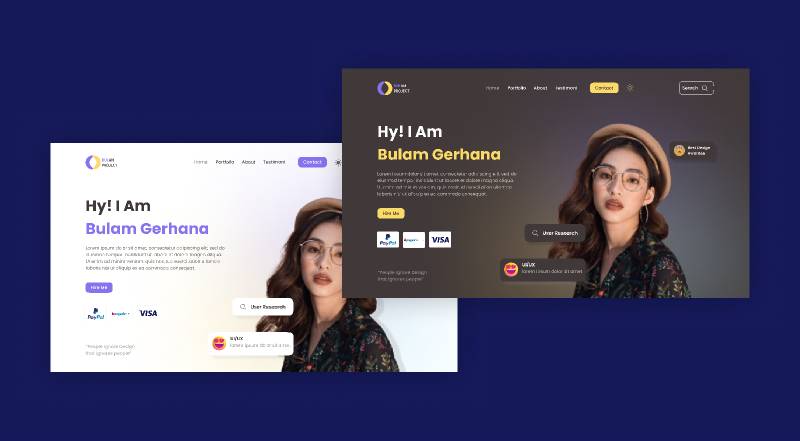 Portfolio web design (gradient version) figma template | UI4Free