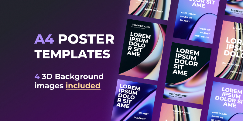 Poster templates with 3D abstract backgrounds | UI4Free