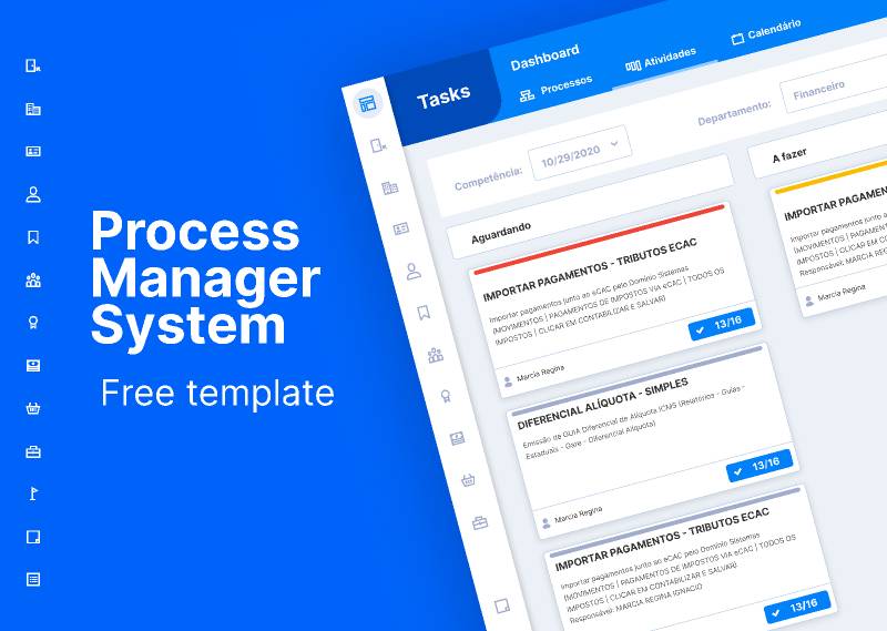 Process Manager System Figma Dashboard Template | UI4Free