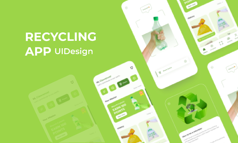 Recycling App Free UI Kit | UI4Free Recycling App Free UI Kit | UI4Free