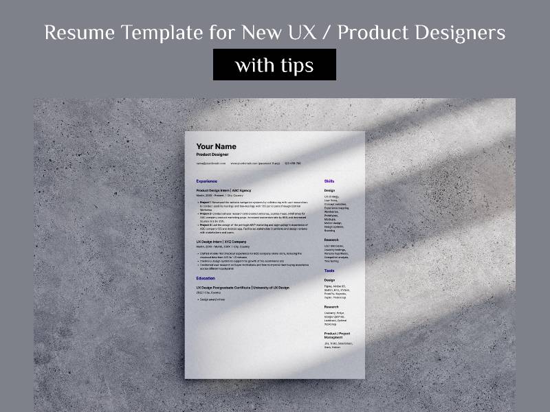 Resume Templates For New UX & Product Designers Figma Template | UI4Free