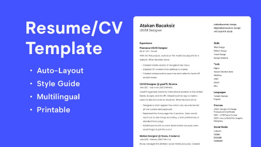 UX-Designer Figma Resume Template - Ui4free.com