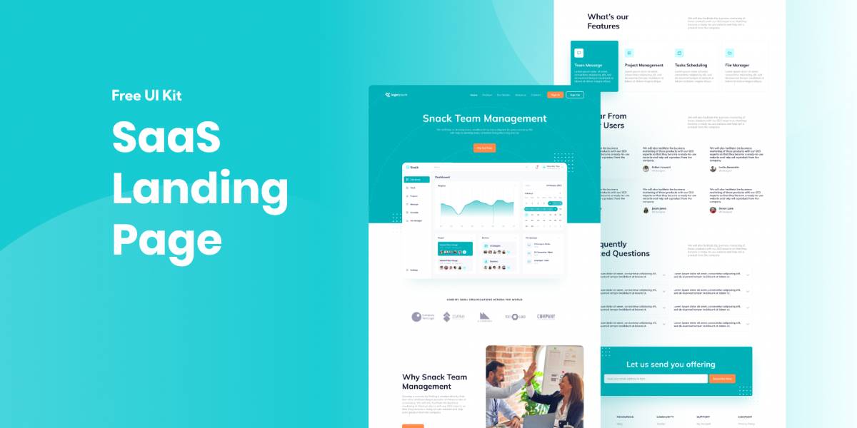 SaaS Team Management Landing Page Figma Template | UI4Free