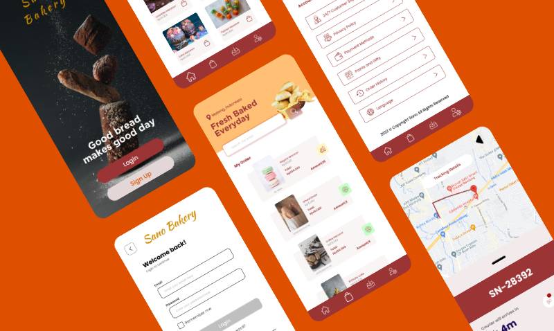Sano Bakery App Figma Mobile Template | UI4Free