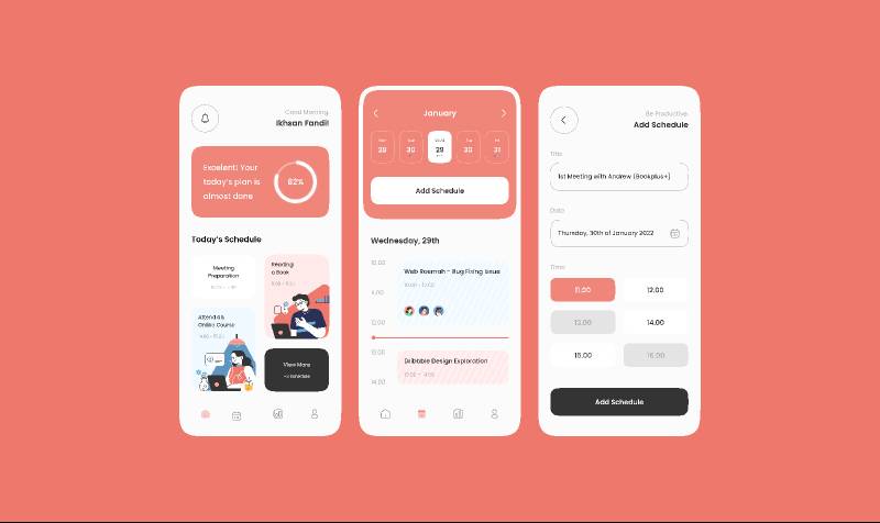 Schedule mobile app figma free download | UI4Free