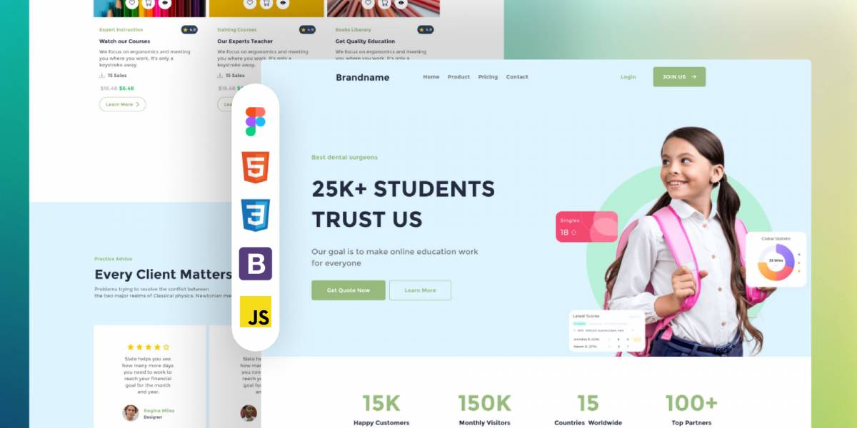School Thrive - simple langding page figma template | UI4Free