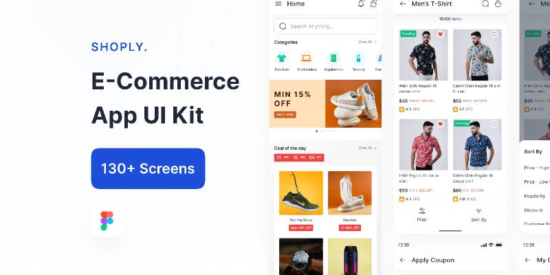 Shoply E-Commerce App UI Kit Figma Template | UI4Free