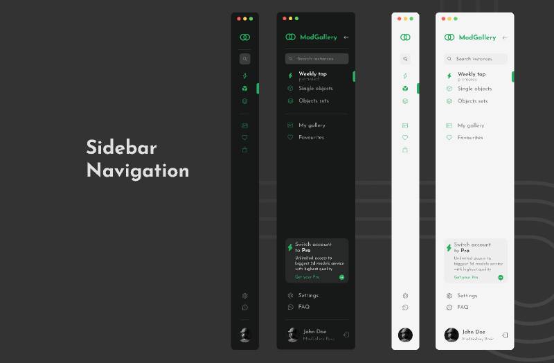 Sidebar navigation Free to use Figma Ui Kit | UI4Free