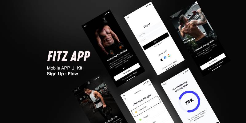 Sign Up Flow Fitness App - Free Figma Mobile Template | UI4Free