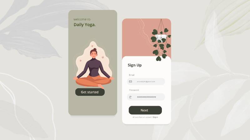 Signup daily yoga figma template | UI4Free
