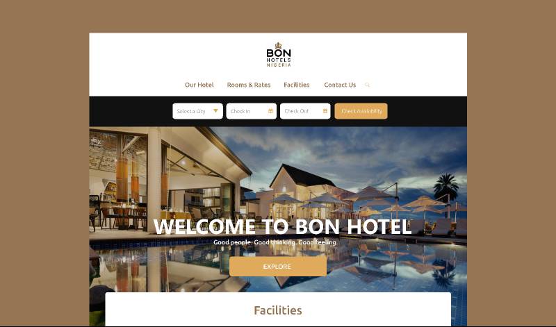 Simple Hotel Figma Website Template | UI4Free