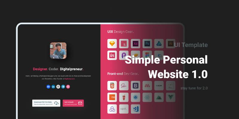 Simple Personal Website figma | UI4Free