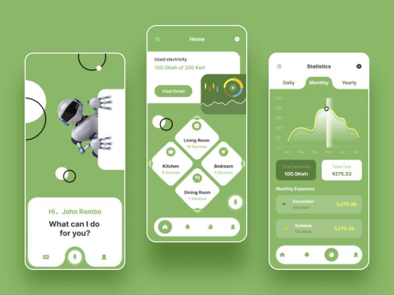 Smart home mobile phone interface design figma template | UI4Free