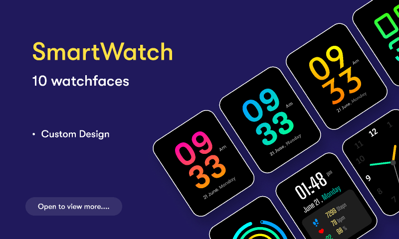 Smartwatch Watch Faces UI design | UI4Free