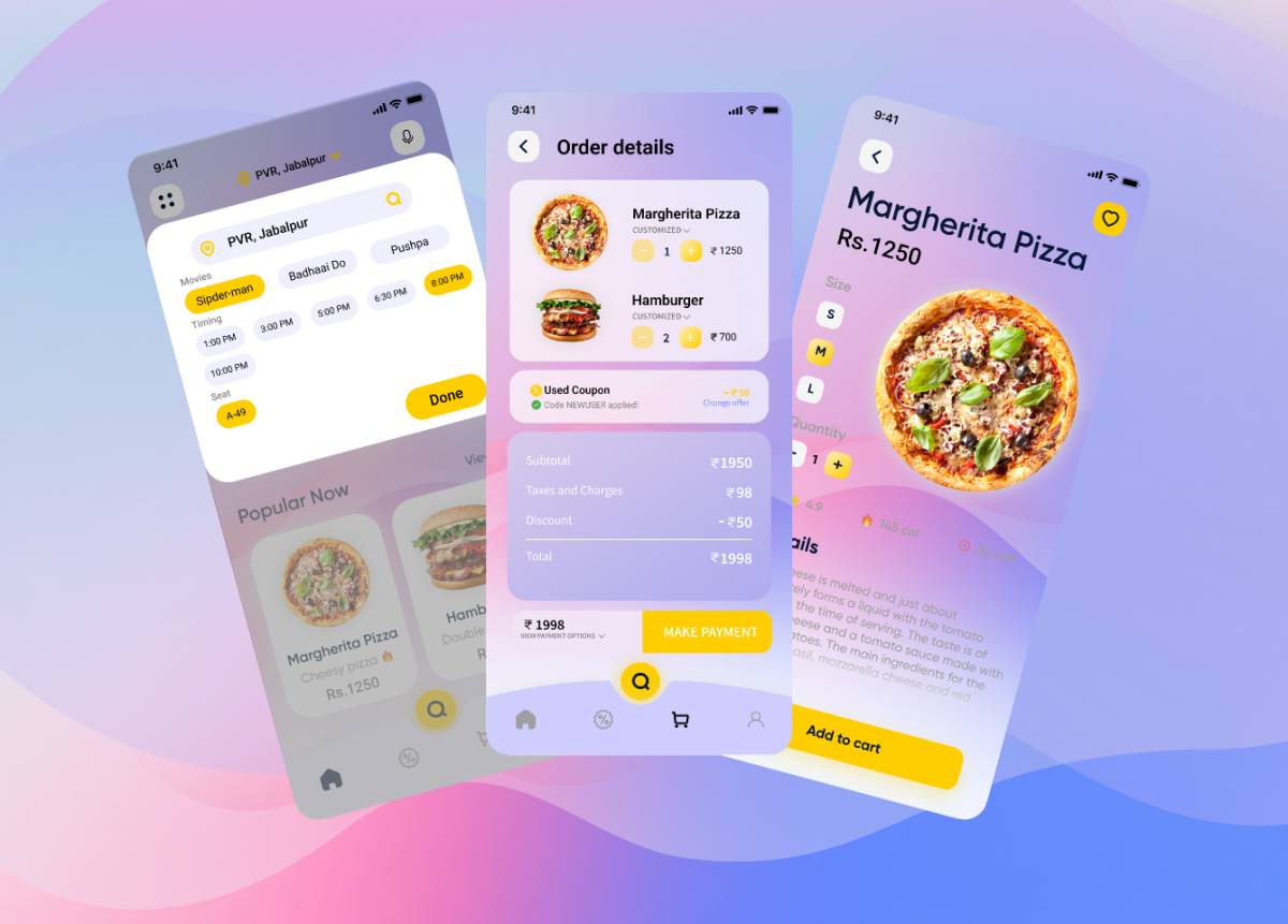Snacks Ordering App for Movie Figma Mobile Template | UI4Free