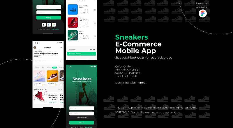 Sneakers E-Commerce Figma Mobile App | UI4Free