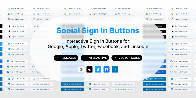 Social Sign-In Buttons Figma UI Kit | UI4Free